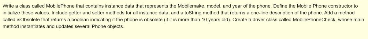 Solved Write a class called Mobile Phone that contains | Chegg.com
