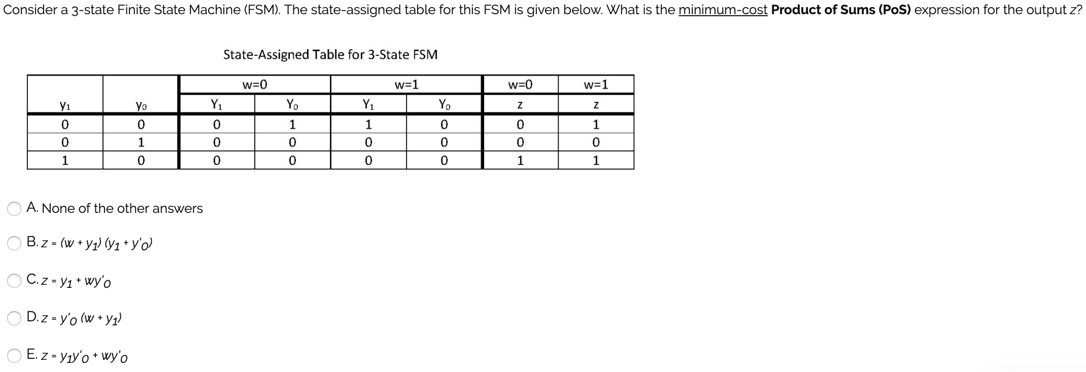 Solved Consider a 3-state Finite State Machine (FSM). The | Chegg.com