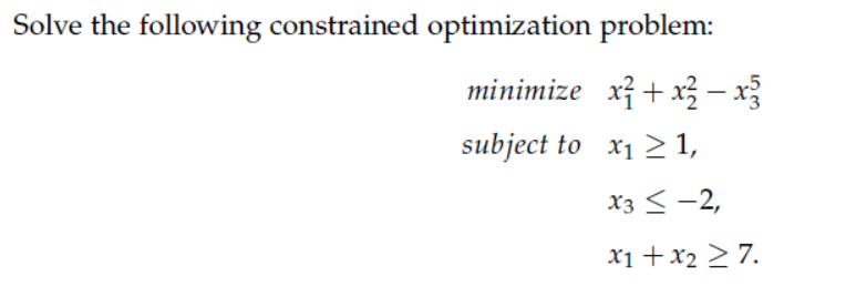 Solved Solve the following constrained optimization problem: | Chegg.com