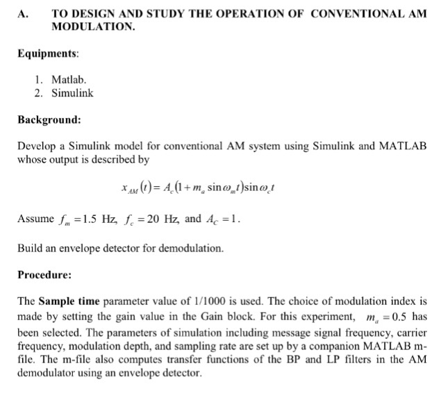 Solved Develop simulink model for conventional AM system | Chegg.com