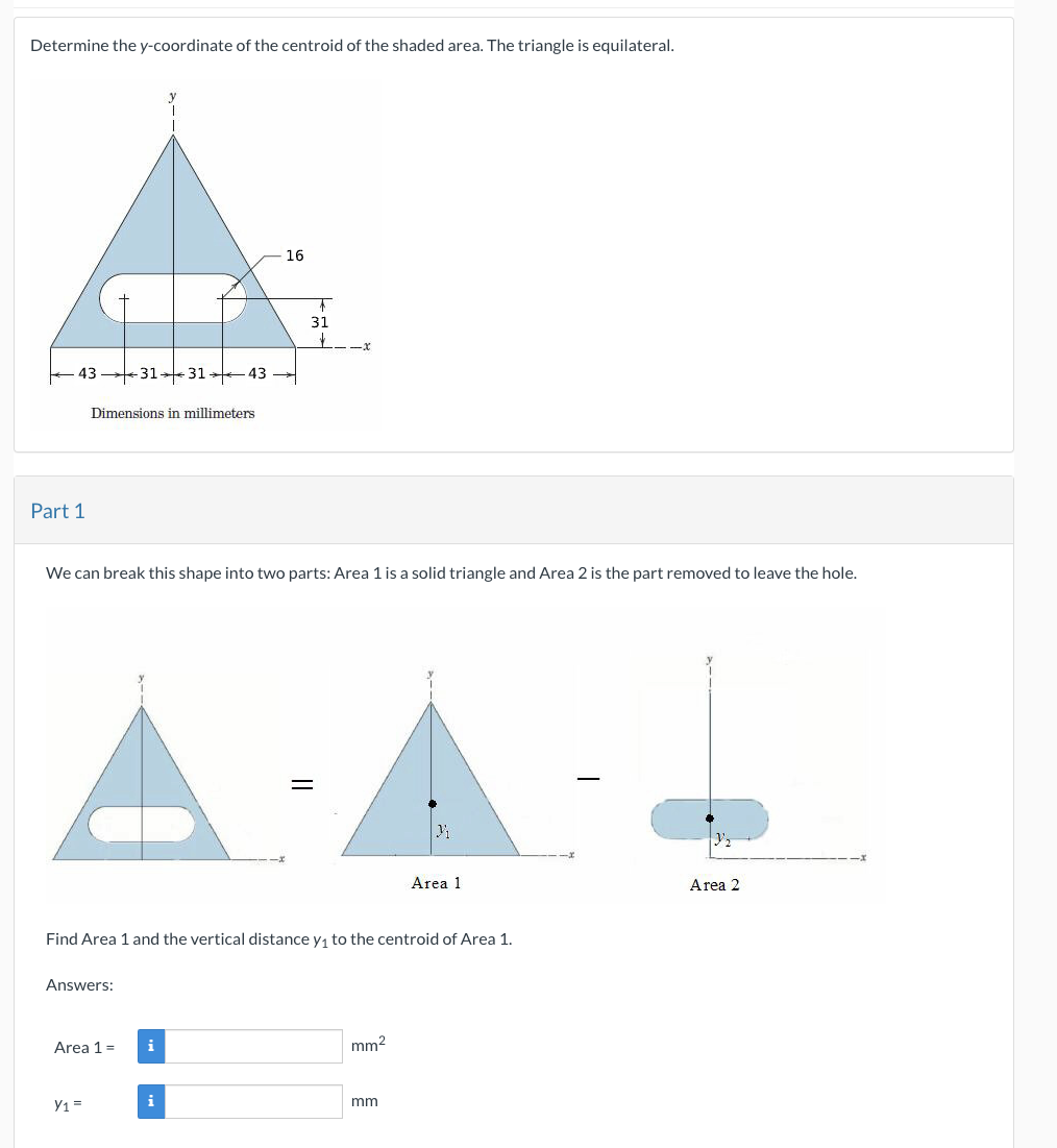 Solved Determine the y-coordinate of the centroid of the | Chegg.com