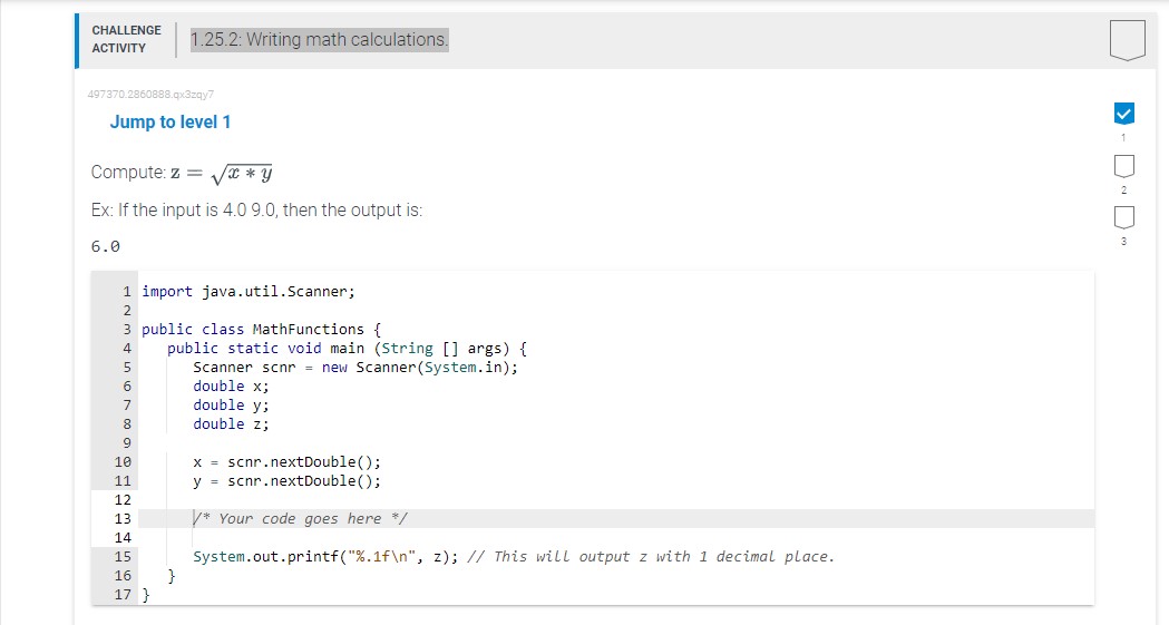Solved CHALLENGE ACTIVITY 497370.2860888.q×3zqy7 Jump to | Chegg.com