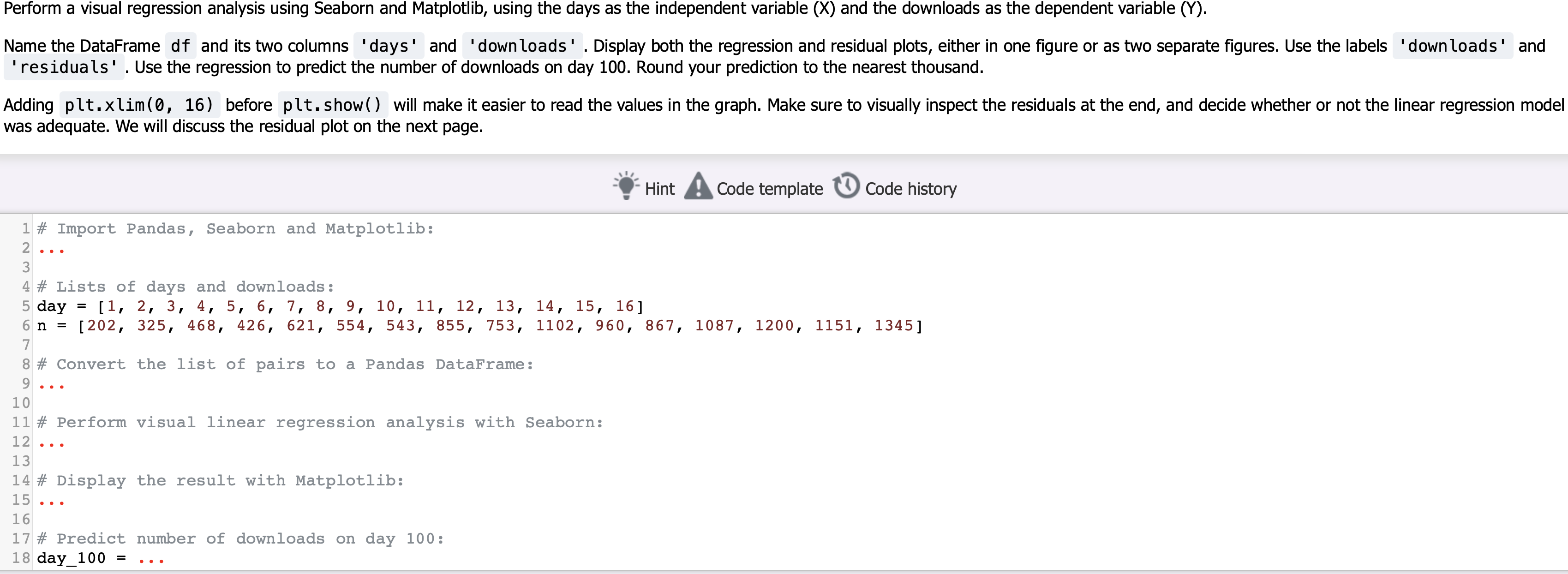 Perform a visual regression analysis using Seaborn | Chegg.com