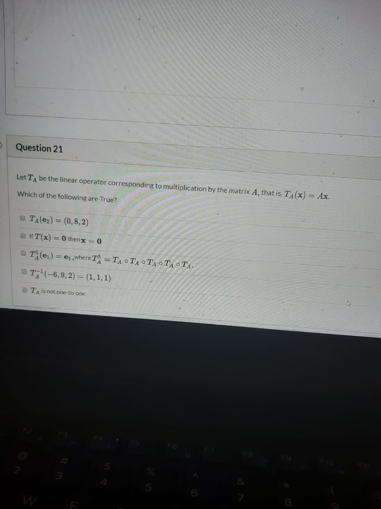 Question 21 Let TA be the linear operator | Chegg.com