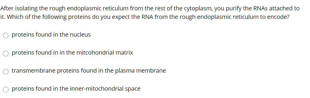 Solved After isolating the rough endoplasmic reticulum from | Chegg.com