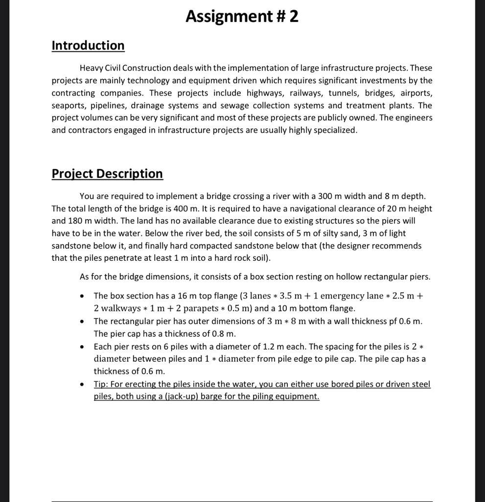 Solved Assignment # 2 Introduction Heavy Civil Construction | Chegg.com