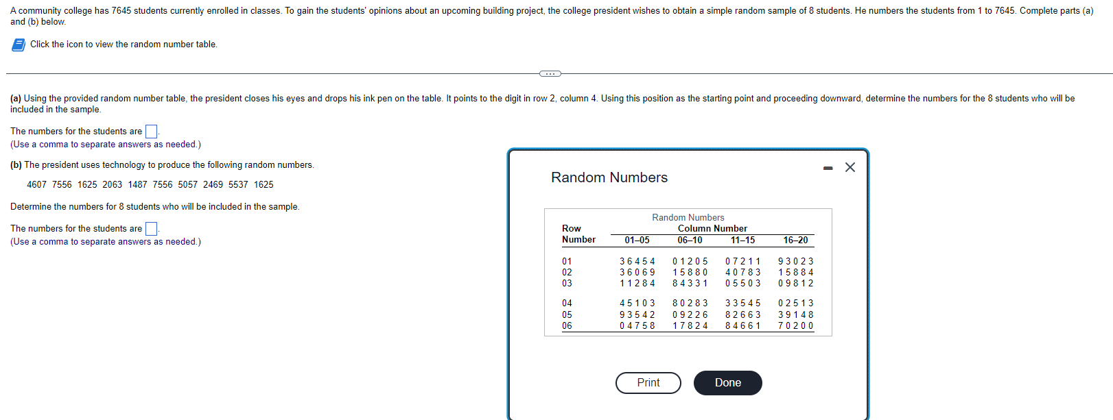 Solved included in the sample. The numbers for the students | Chegg.com