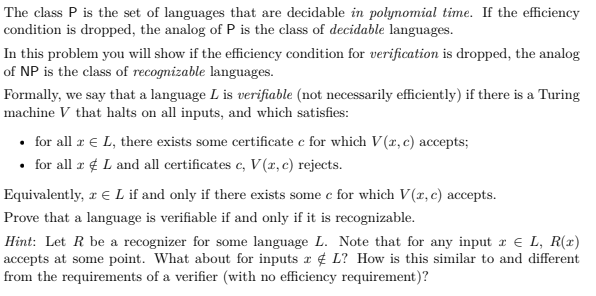 Solved The class P is the set of languages that are | Chegg.com