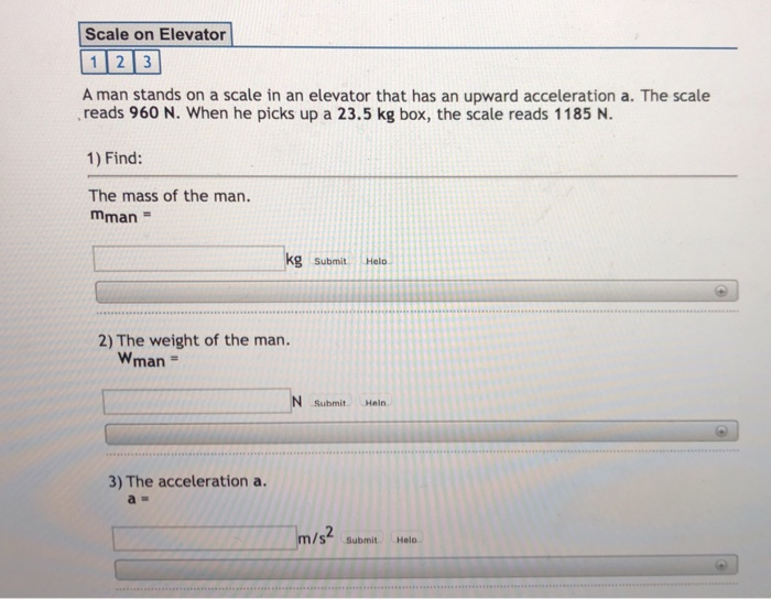 Solved Scale on Elevator 1 2 3 A man stands on a scale in an | Chegg.com