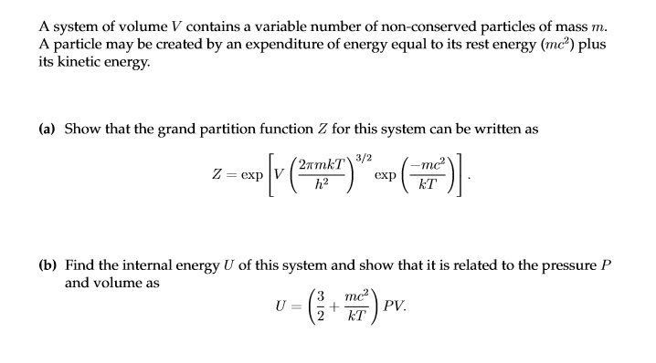 Solved A system of volume V contains a variable number of | Chegg.com