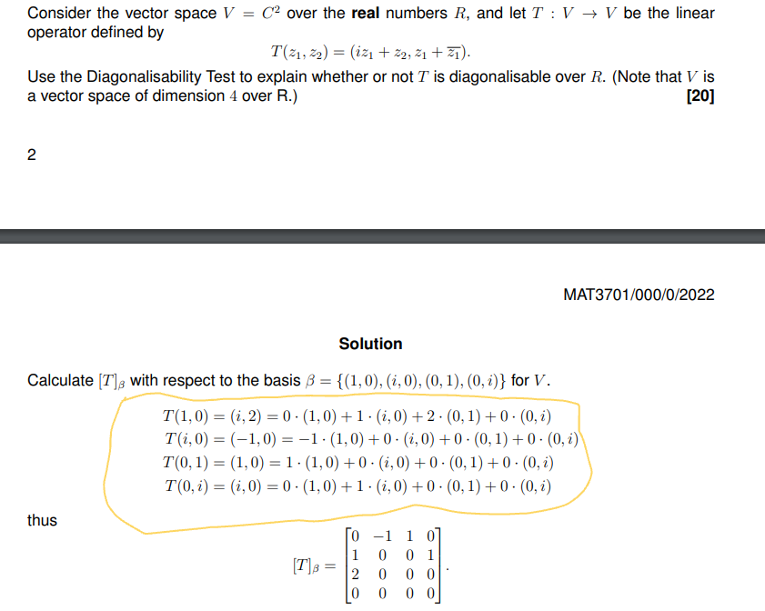 Solved Consider the vector space V=C2 over the real numbers | Chegg.com