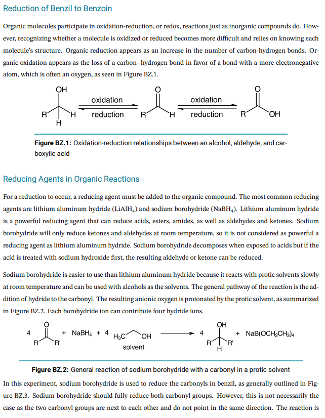 Solved Reduction of Benzil to Benzoin Organic molecules | Chegg.com