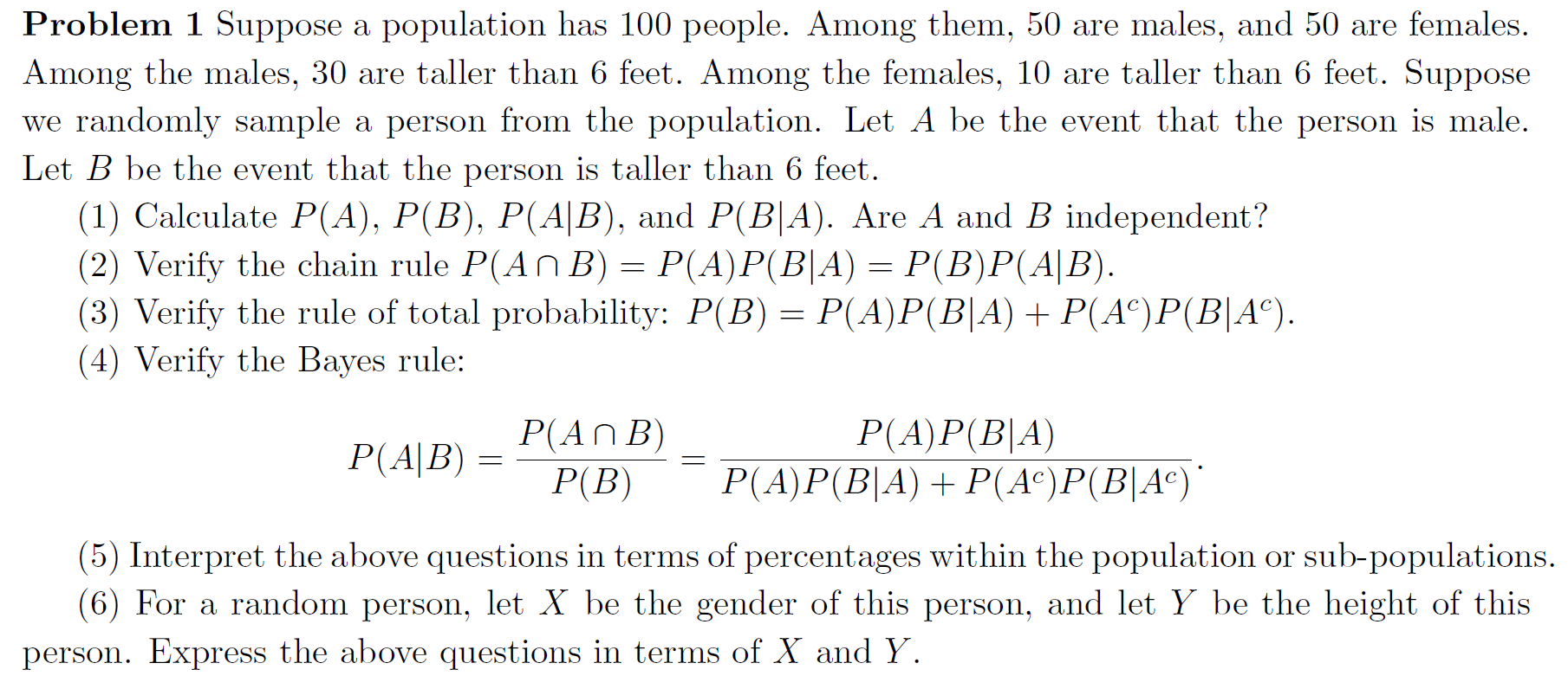 Solved Problem 1 Suppose a population has 100 people. Among | Chegg.com