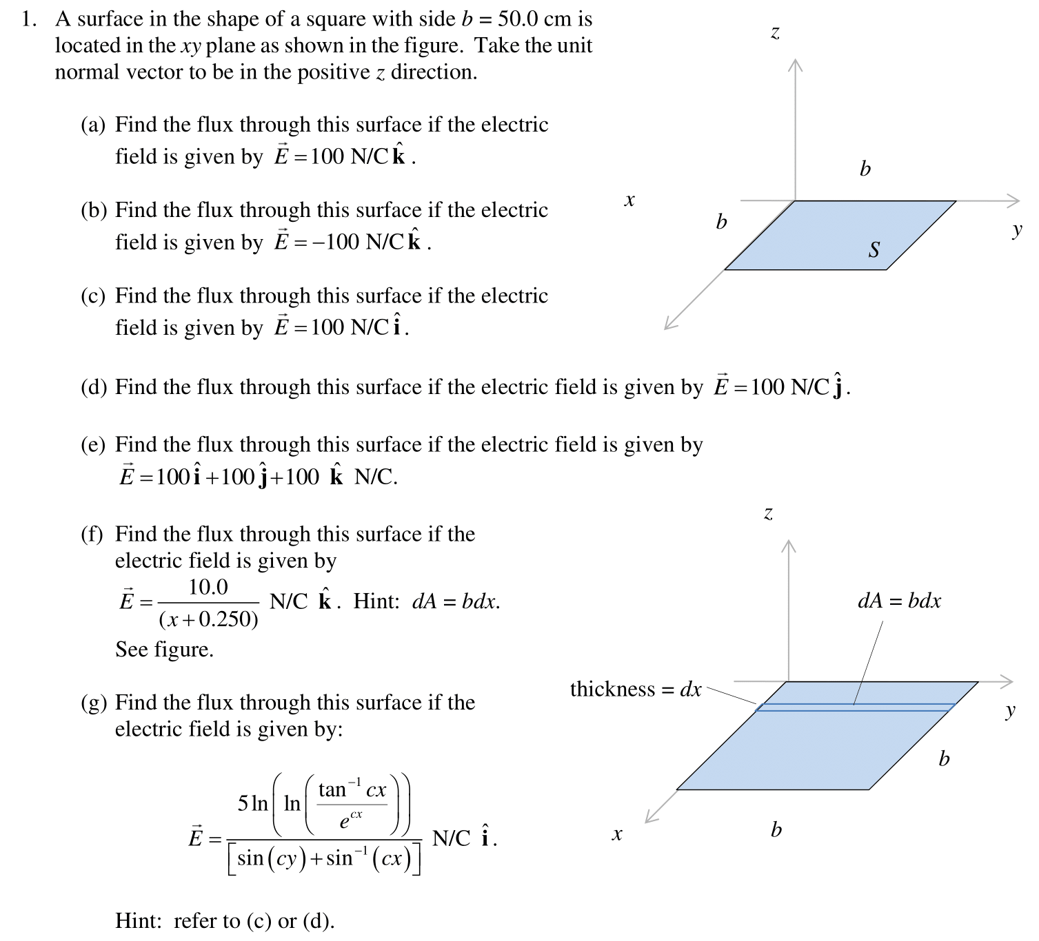 1. A surface in the shape of a square with side | Chegg.com