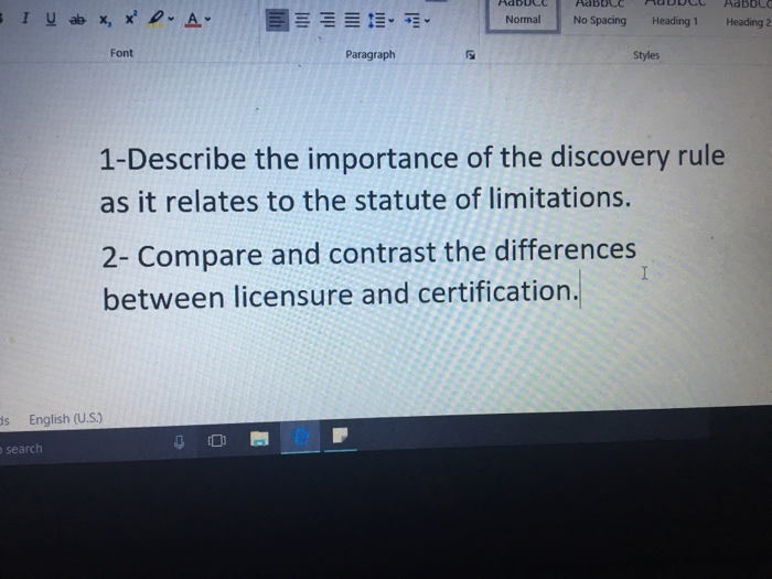 Solved Normal No Spacing Heading 1 Heading 2 Font Paragraph | Chegg.com