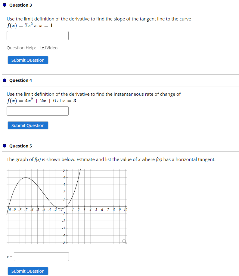 Solved Question 3 Use the limit definition of the derivative | Chegg.com
