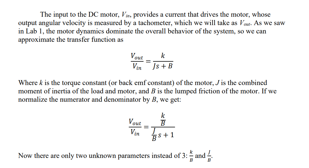 Solved The input to the DC motor, Vin , provides a current | Chegg.com