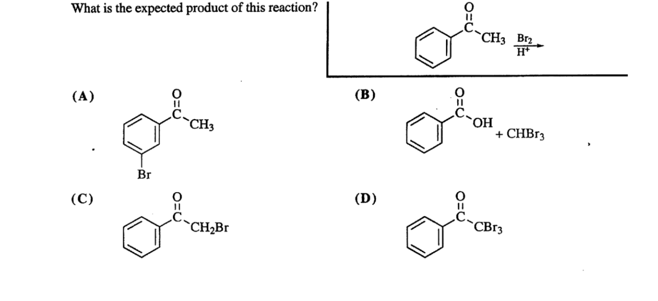 Solved What is the expected product of this reaction? (A) | Chegg.com