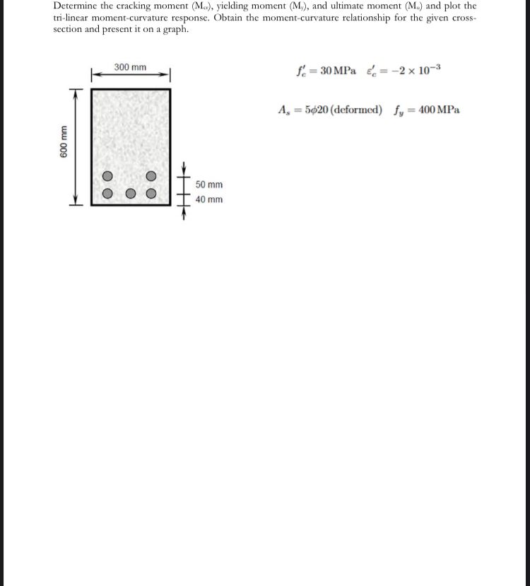 Determine the cracking moment (Mct), ﻿yielding moment | Chegg.com