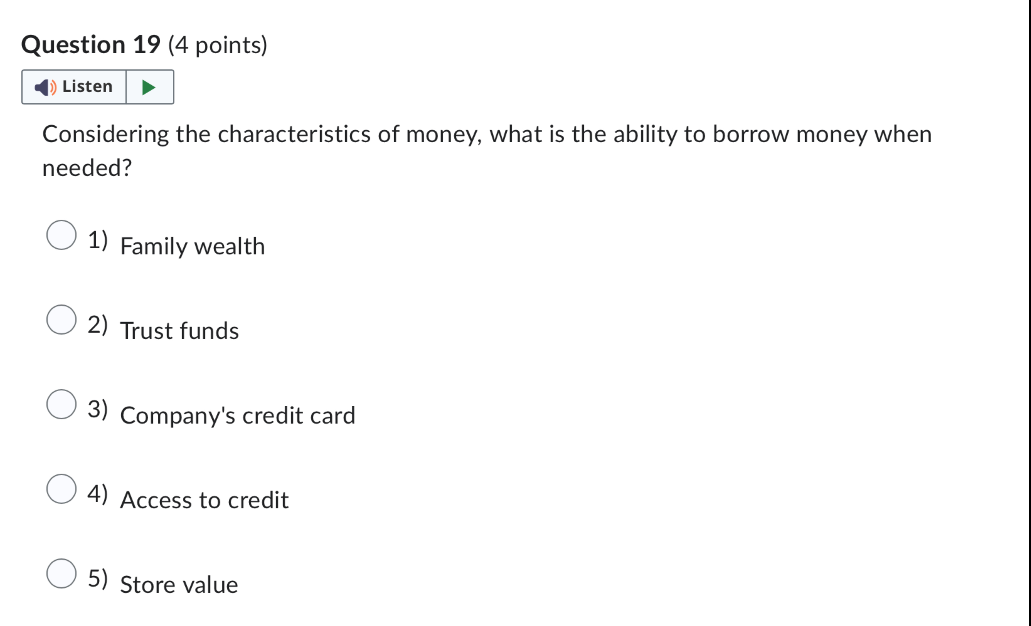 Solved Question 19 (4 ﻿points)Considering the | Chegg.com