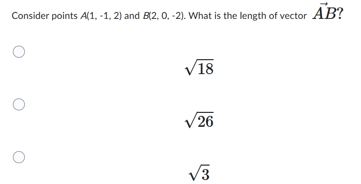 Solved Consider points A(1,-1,2) and B(2,0,-2). What is | Chegg.com Solved Consider points A(1,-1,2) and B(2,0,-2). What is | Chegg.com