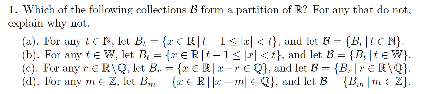 Solved 1. Which of the following collections B form a | Chegg.com