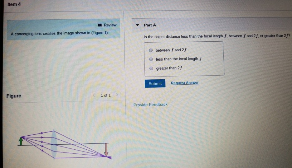 Solved Item 4 Part A Review A converging lens creates the | Chegg.com