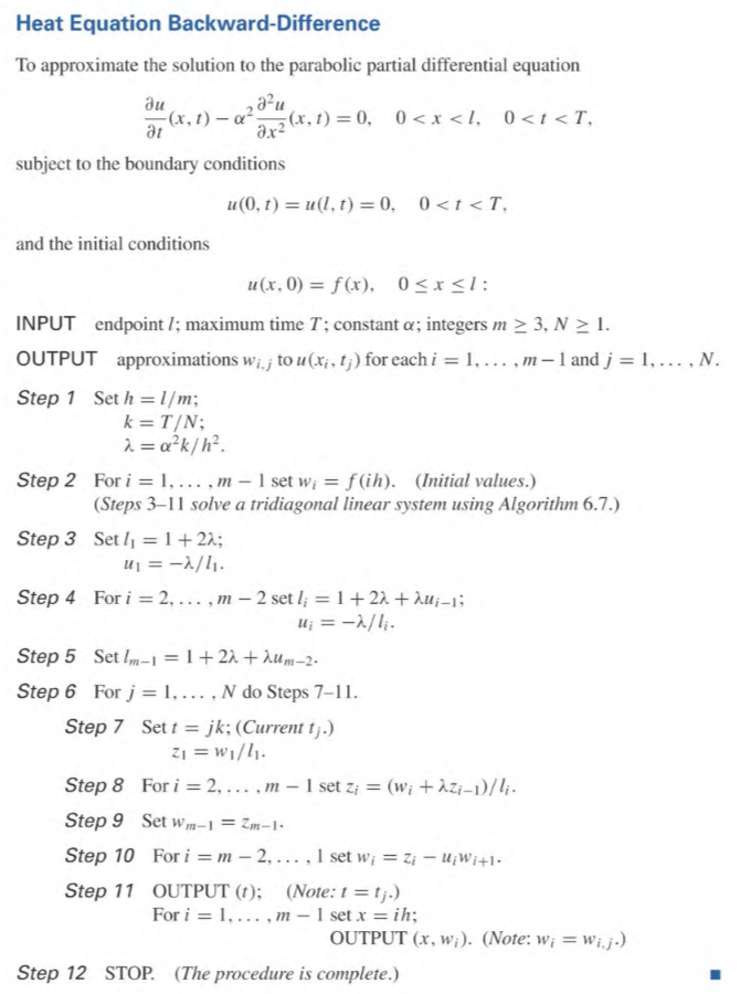 Solved Heat Equation Backward-Difference To approximate the | Chegg.com