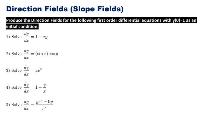Solved Direction Fields (Slope Fields) Produce the Direction | Chegg.com