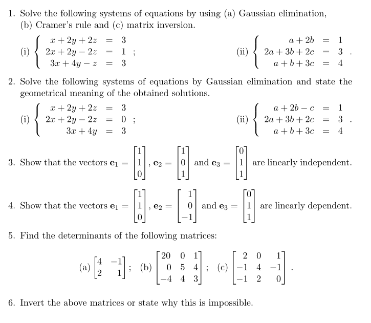 Solved 1. Solve the following systems of equations by using | Chegg.com