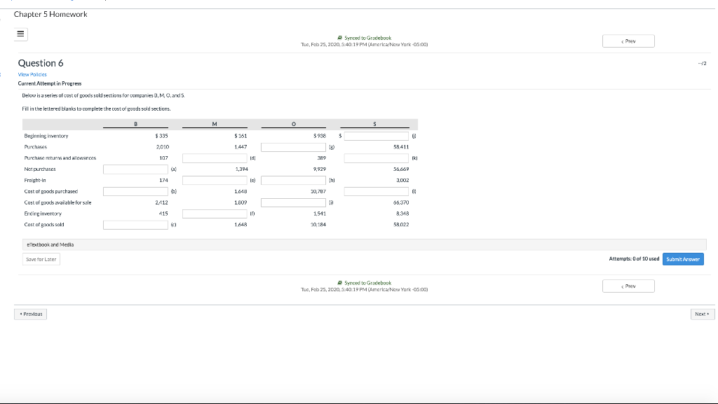 Solved Chapter 5 Homework Synced to Gradebook Tuc, Fab 25, | Chegg.com