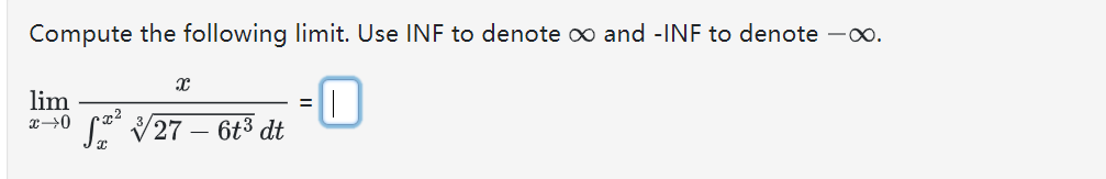 Compute the following limit. ﻿Use INF to denote ∞ | Chegg.com
