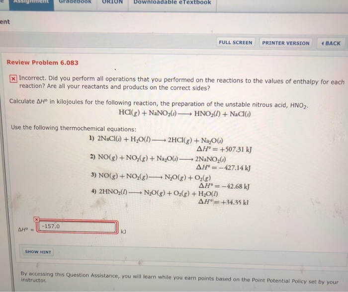 Solved Gradebook ORION Downloadable eTextbook ent FULL | Chegg.com