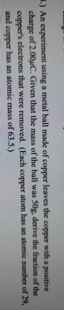 Solved 3.) An experiment using a metal ball made of copper | Chegg.com