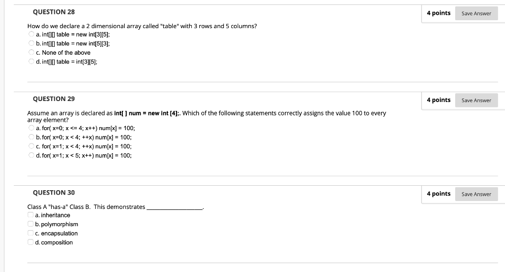 Solved How do we declare a 2 dimensional array called | Chegg.com