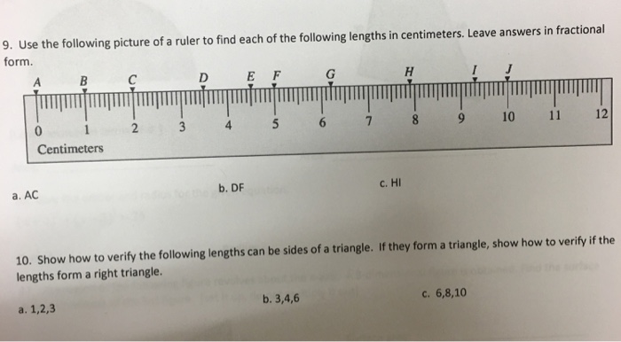 Solved 9. Use the following picture of a ruler to find each | Chegg.com