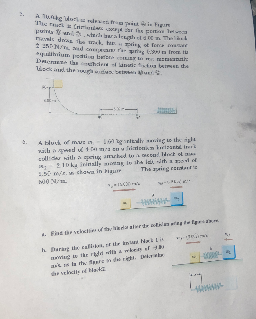 Solved A 10.0-kg block is released from point in Figure The | Chegg.com