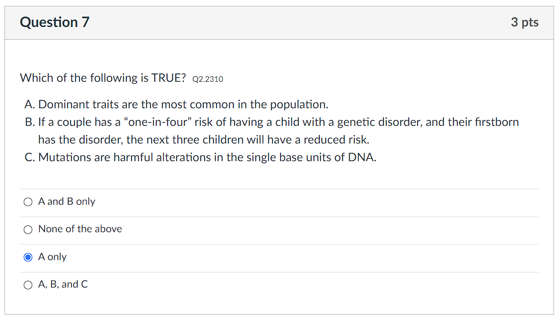 Solved Question 73 ﻿ptsWhich of the following is TRUE? | Chegg.com
