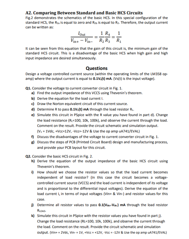 Project Howland Current Source & Deboo Integrator A. | Chegg.com
