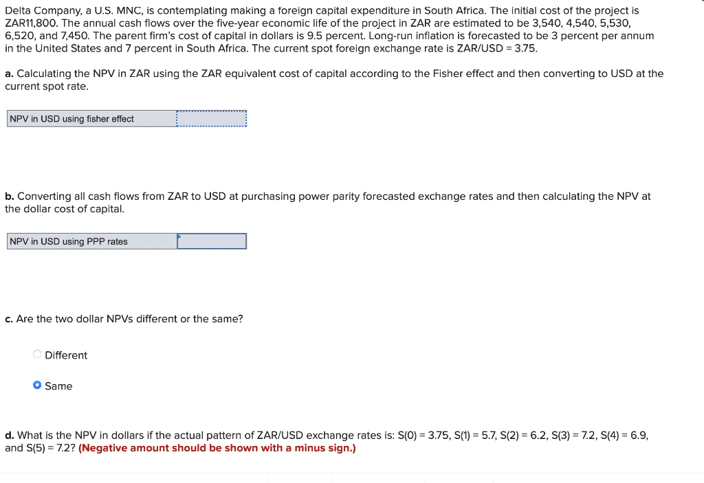 Solved Delta Company, a U.S. MNC, is contemplating making a | Chegg.com