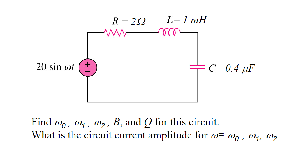 Solved Find ω0,ω1,ω2,B, and Q for this circuit. What is the | Chegg.com