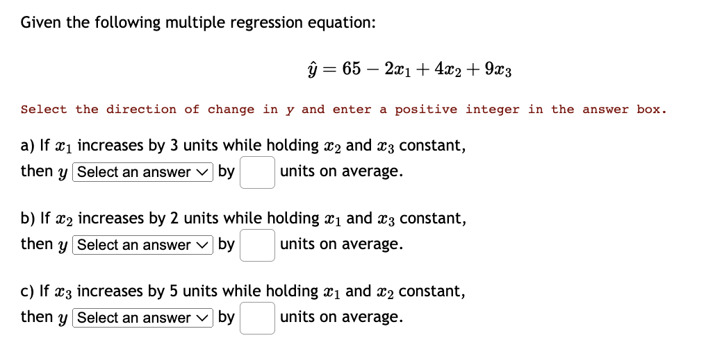 Solved Given the following multiple regression equation: | Chegg.com