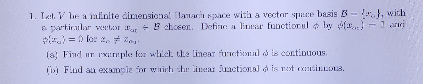 Solved 1. Let V be a infinite dimensional Banach space with | Chegg.com
