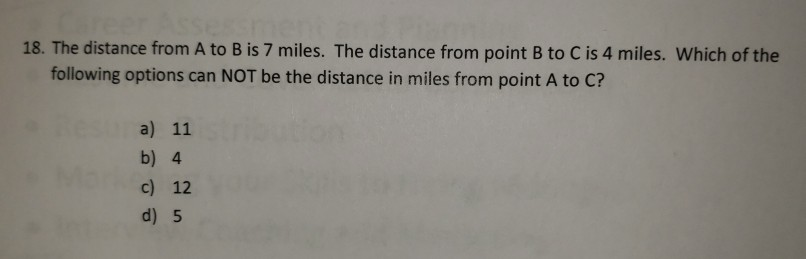 Solved 18. The distance from A to B is 7 miles. The distance | Chegg.com