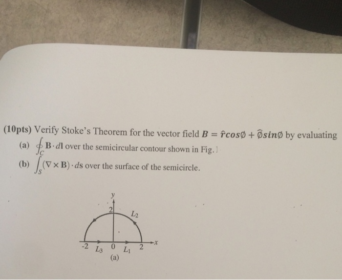 Solved (10pts) Verify Stoke's Theorem for the vector field B | Chegg.com