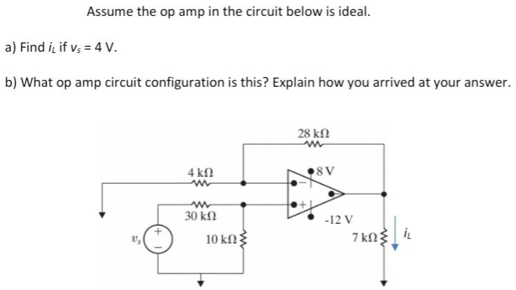 Solved Assume the op amp in the circuit below is ideal. a) | Chegg.com