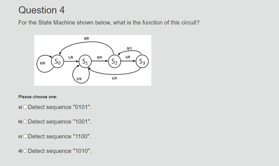 Solved For the State Machine shown below, what is the | Chegg.com