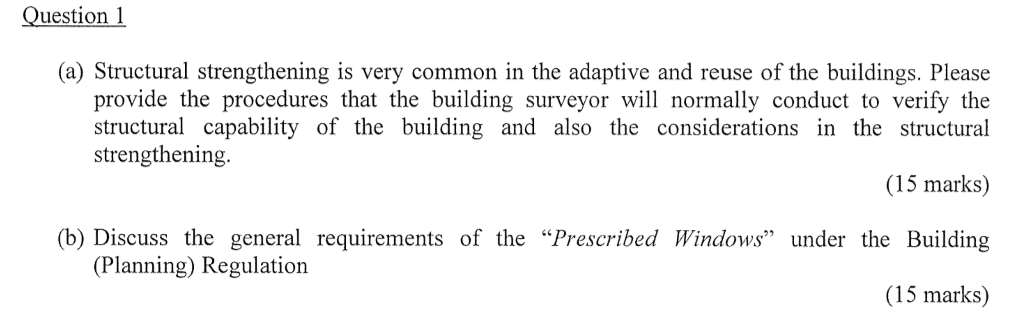 Solved Question 1 (a) Structural strengthening is very | Chegg.com