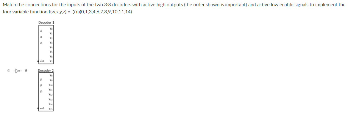 Solved Match the connections for the inputs of the two 3:8 | Chegg.com