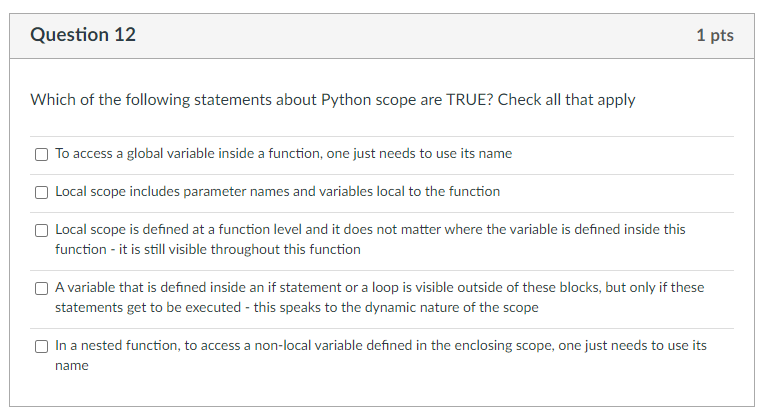 Solved Question 11 1 pts Which of the following statements | Chegg.com